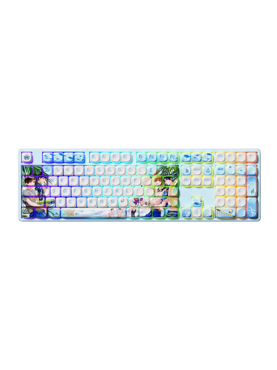 Akko 5108B Plus Team Blue Rain, белый/голубой, игровая беспроводная клавиатура