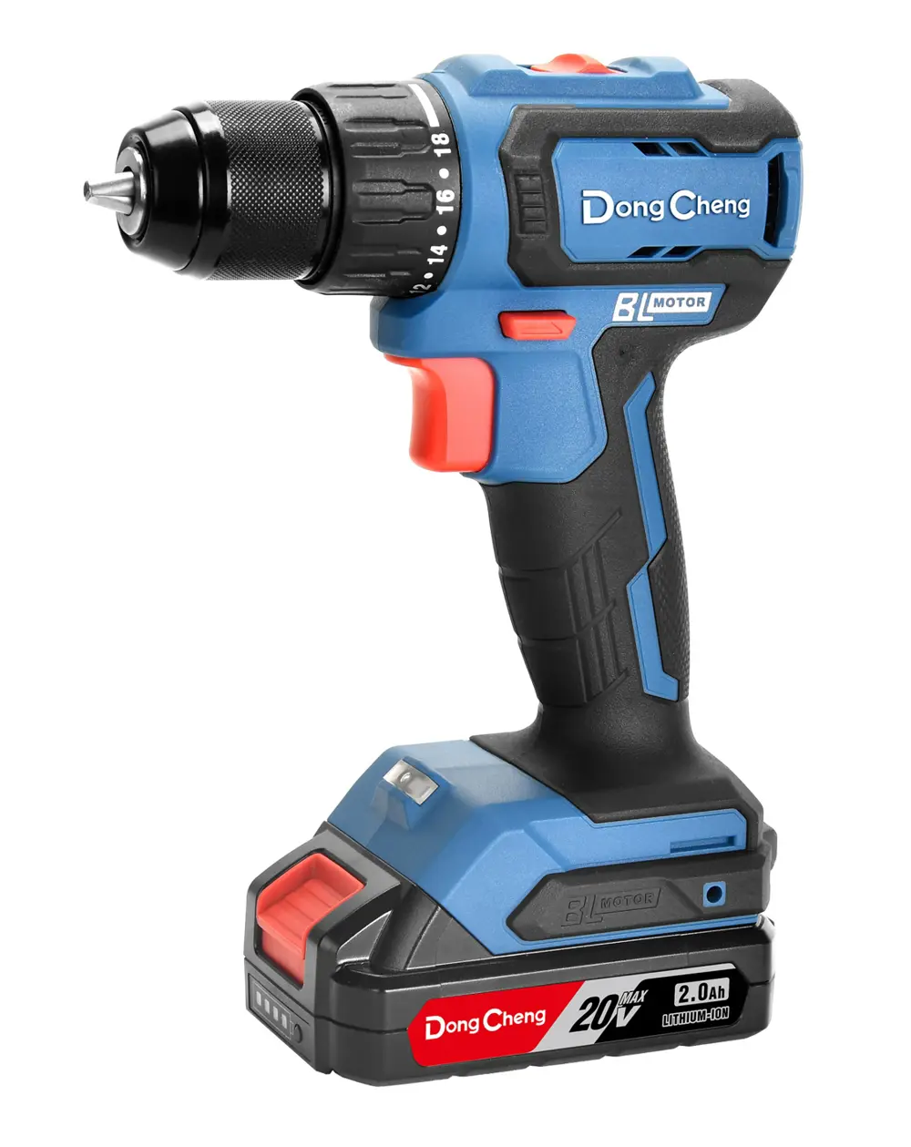 Дрель-шуруповерт аккумуляторная бесщеточная Dongcheng DCJZ2040, 20 В Li-ion 2x2 Ач