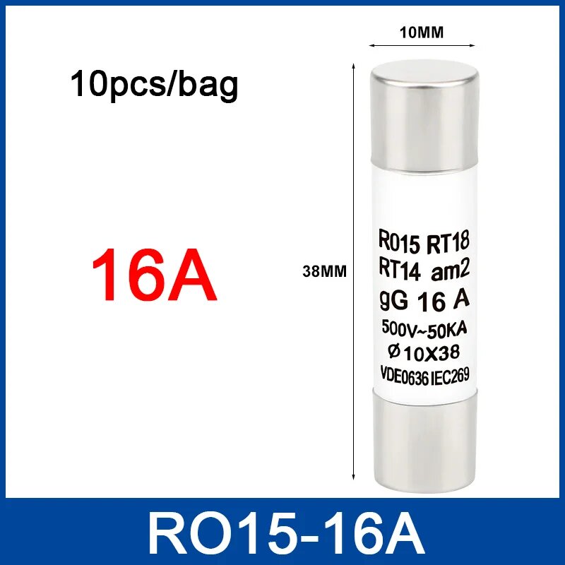 Керамические предохранители RO15 10x38 мм 500В 1-32А