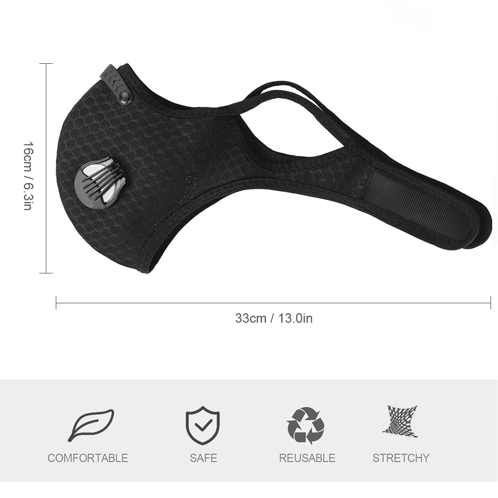 Маска для рта взрослых с клапаном, фильтром из активного угля, регулируемая, многоразовая, дыхательный клапан, для бега, цикла, кемпинга, путешествий