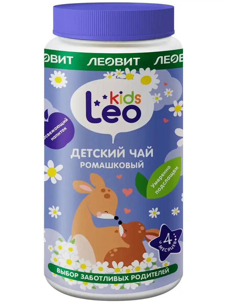 Чай Леовит "LEO KIDS", ромашковый, гранулированный, без сахара, 200 г
