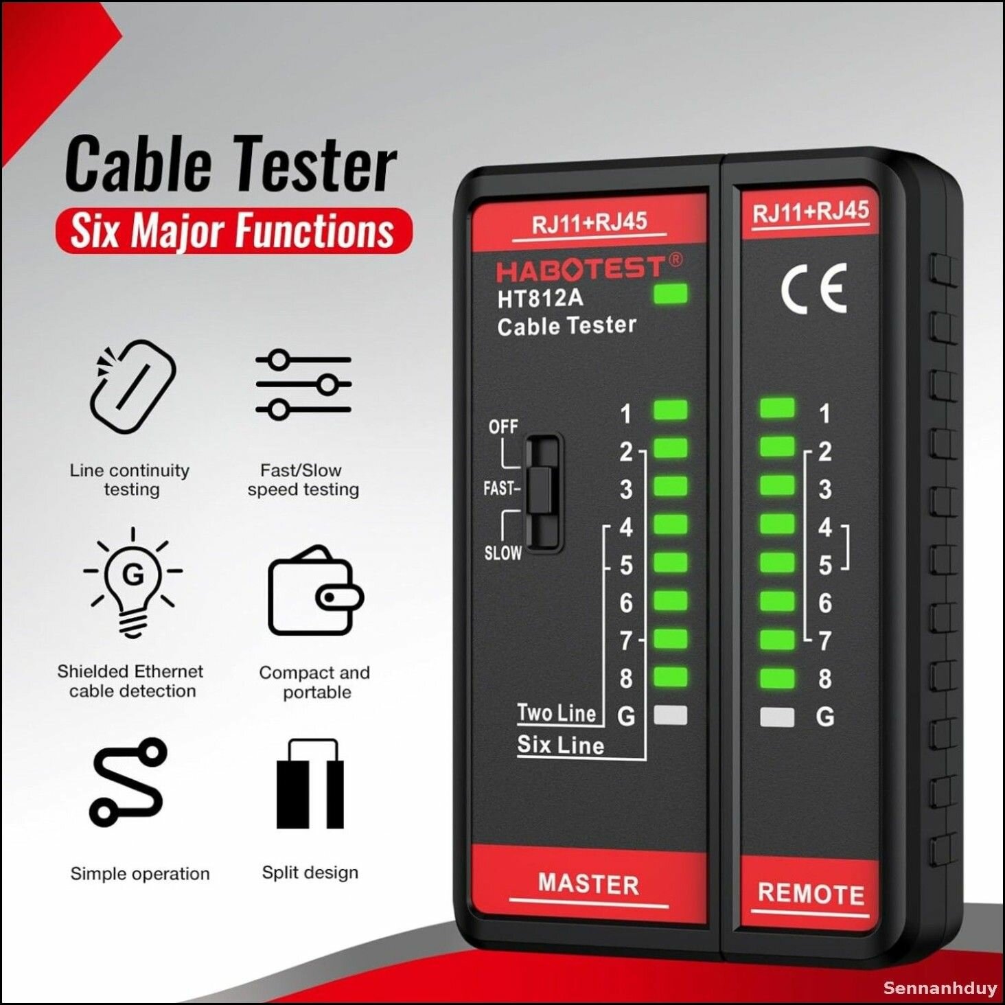 Тестер сетевых кабелей HABOTEST HT812A с портами RJ45 RJ11 для CAT5/CAT5E/CAT6/CAT6A