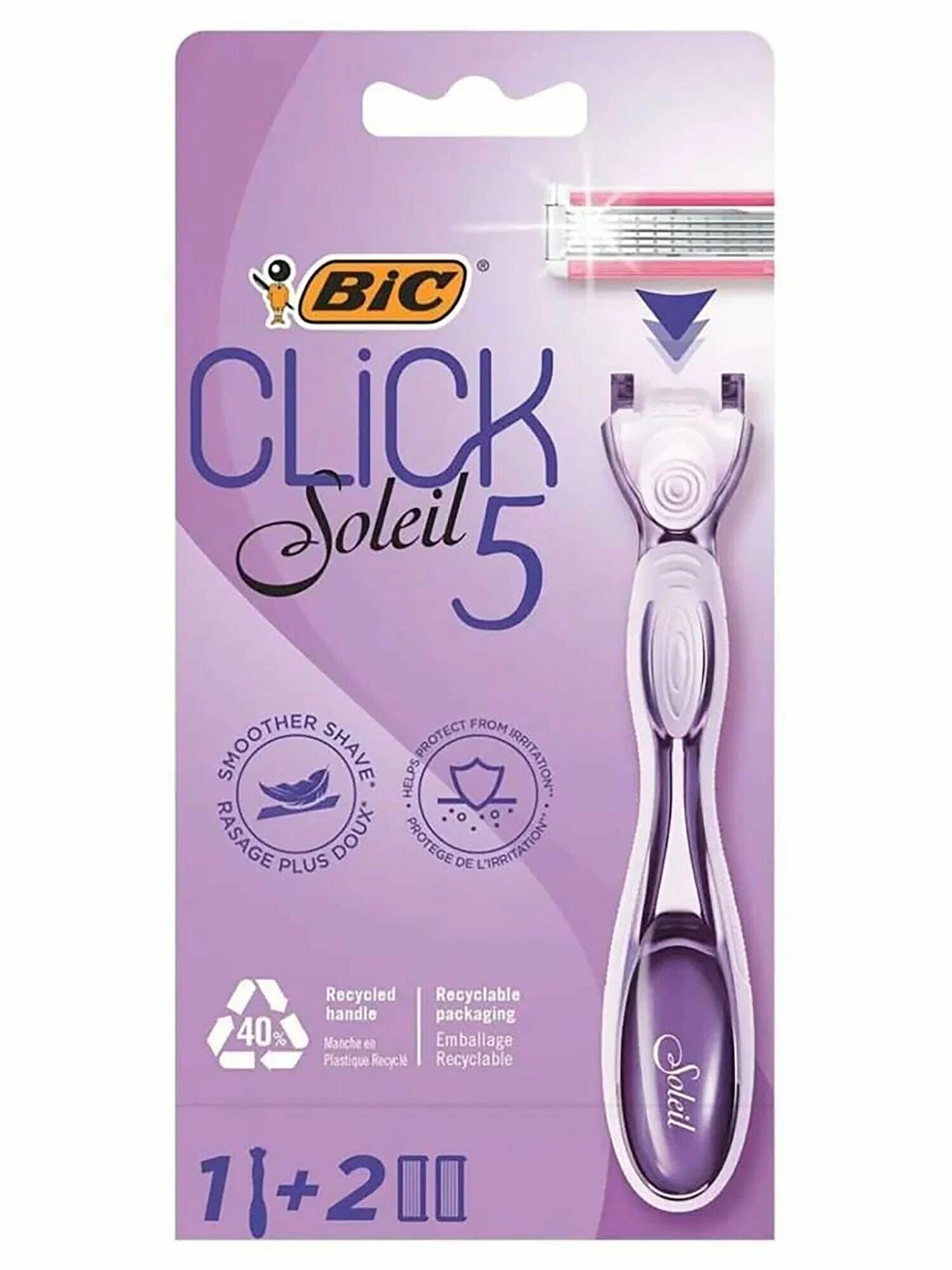 Бритва женская 5 лезвий BIC Click 5 Soleil 2 сменные кассеты