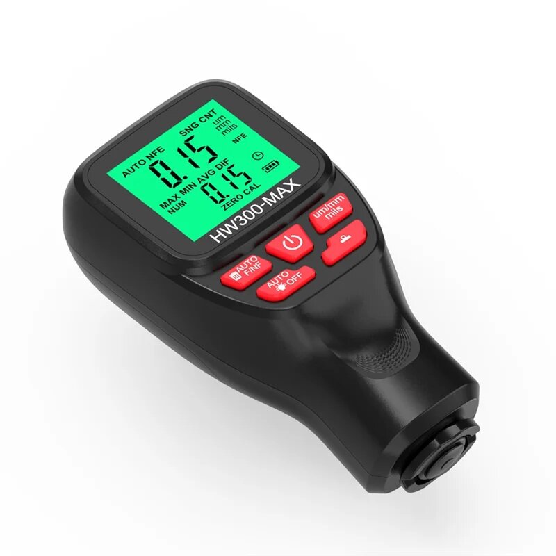 HW300-MAX 0-2000UM Толщиномер покрытия Тестер толщины автомобильной краски, простой в использовании, черный