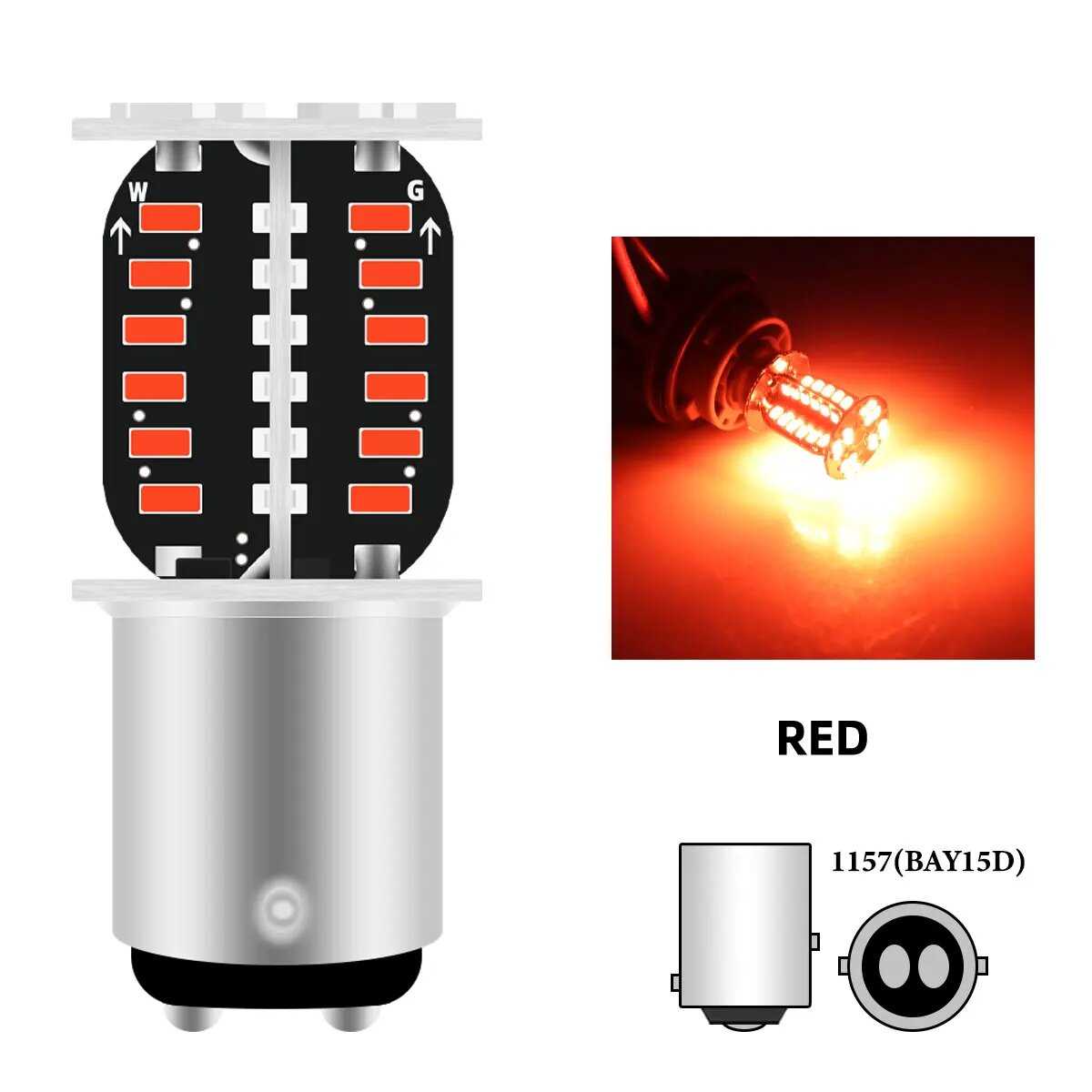 Светодиодный стоп-сигнал 1157 BAY15D Red