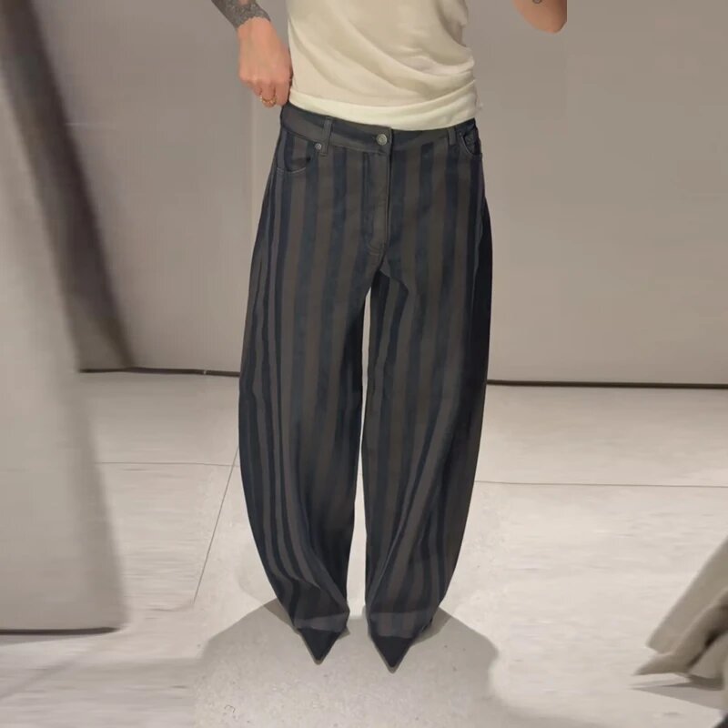 Женские свободные брюки в полоску S