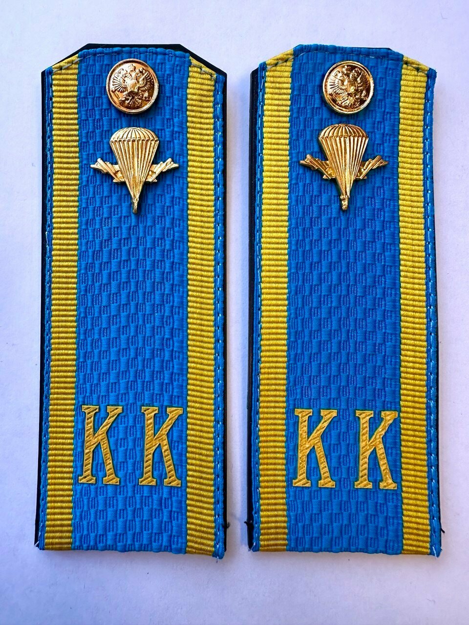 Погоны Вдв кадетские Голубые Кк 14 см Пластик в сборе с пуговицей и эмблемой