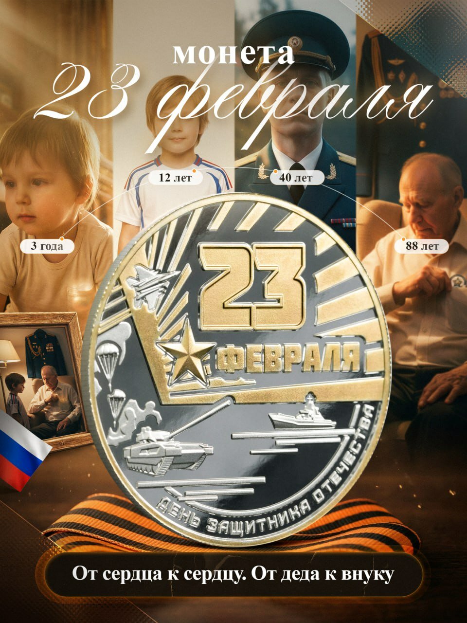 Подарок на День защитника Отечества Серебро 999