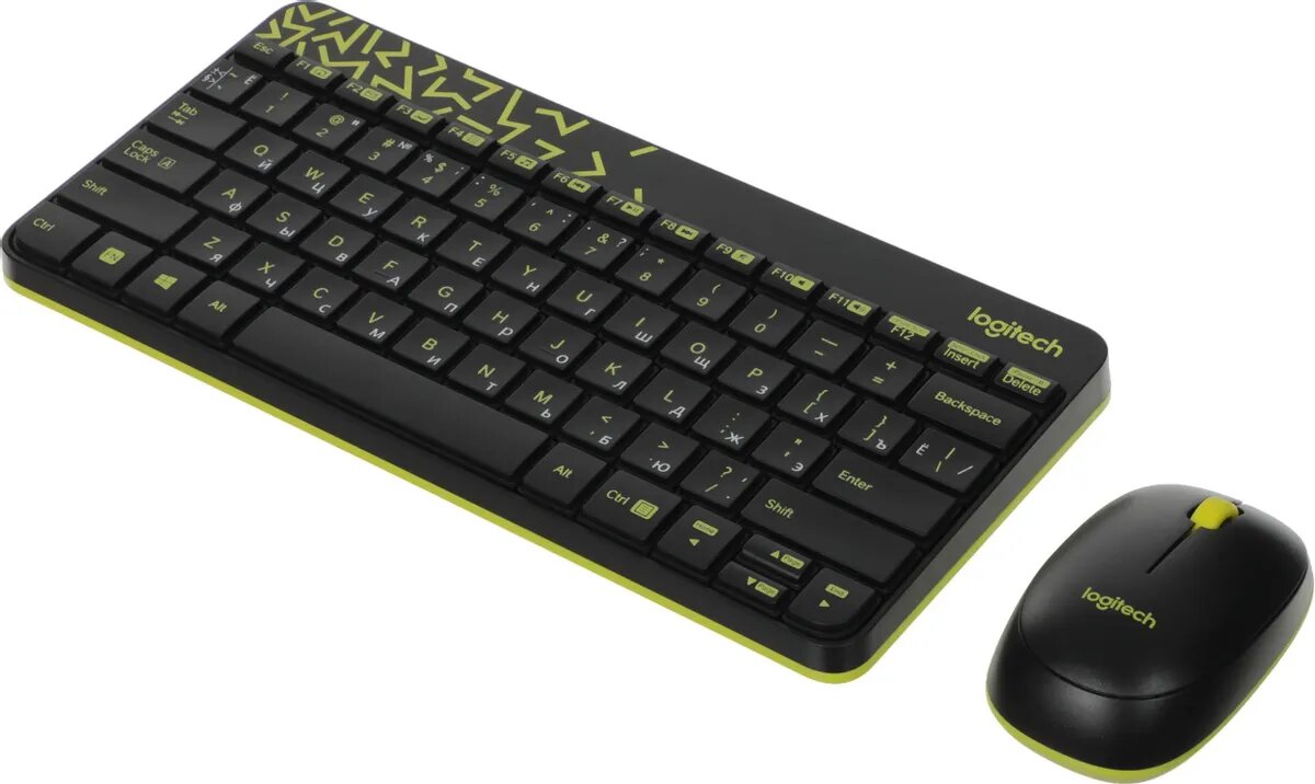 920-008198 / Комплект (клавиатура+мышь) Logitech MK240, USB, беспроводной, с гравировкой, черный и ж