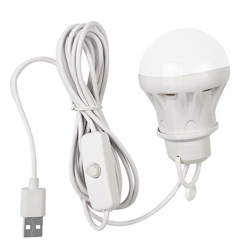 Портативный светодиодный фонарь White 5Вт с выключателем USB
