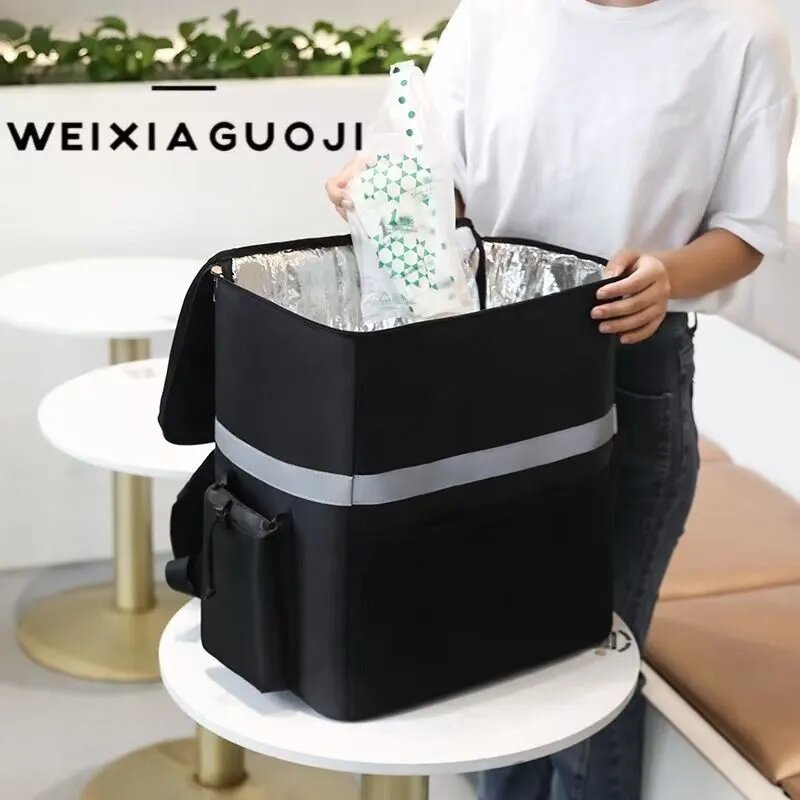 Термокороб 40х40х25 терморюкзак для курьера доставки, водонепроницаемая ткань, черный