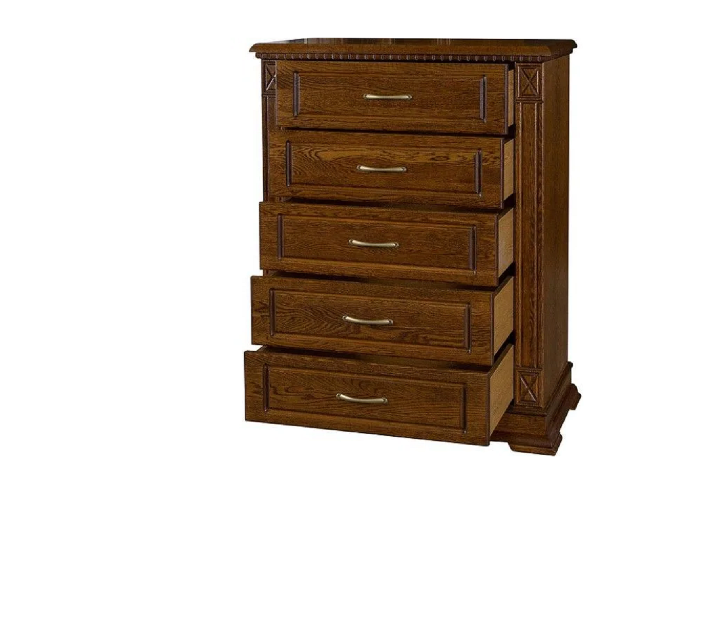 Комод Верди PREMIUM 013, классический орех 3, 5 ящиков, 100х45x120 см, массив сосны, натуральное дерево.