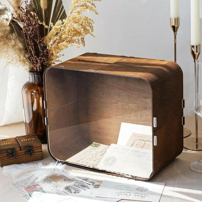 Свадебный семейный банк, для денег, на свадьбу, прозрачный, бежевый, коричневый