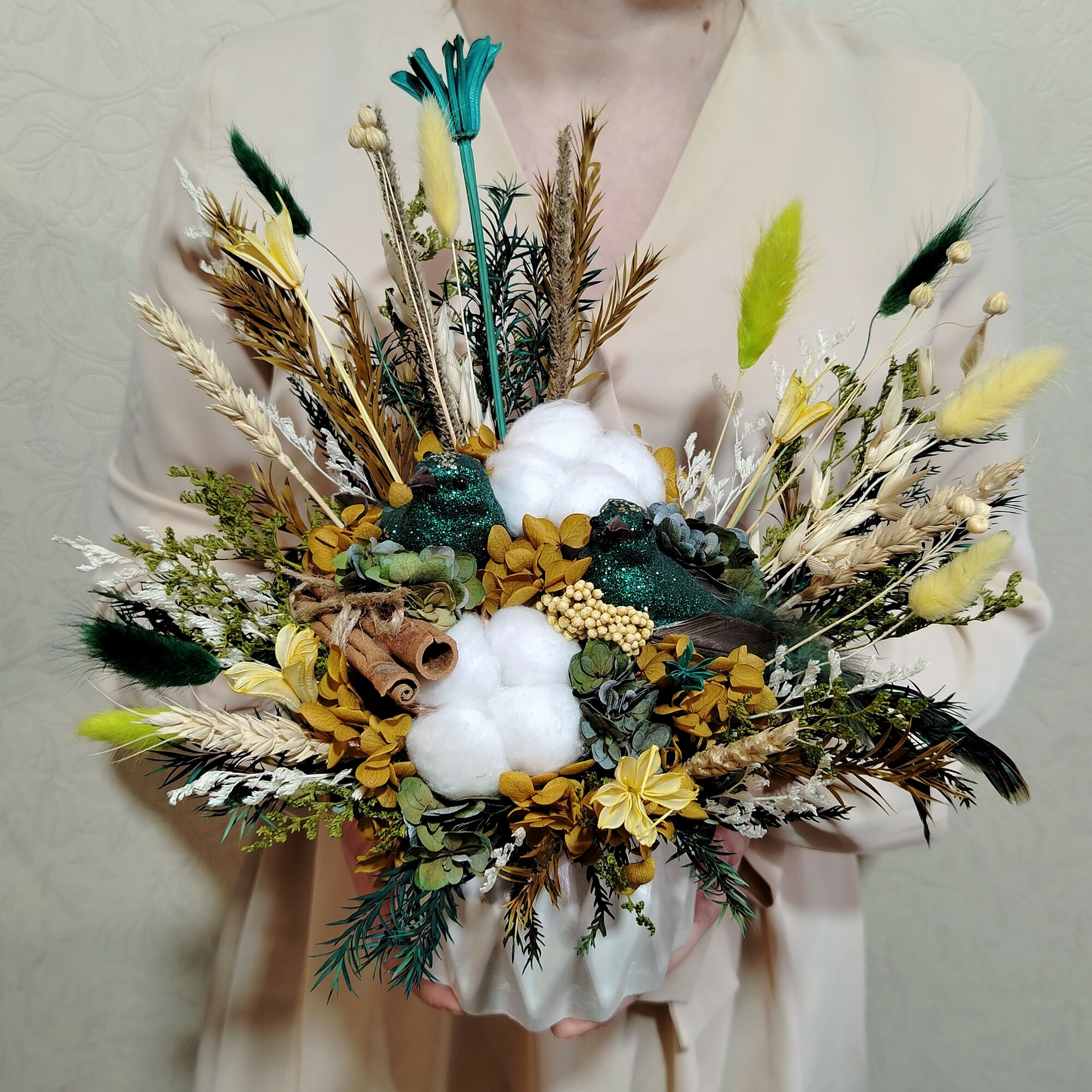 Композиция Floral Accord "Зеленые птички", гипс, в подарочной упаковке