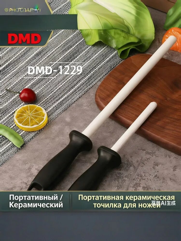 Мусат DMD для заточки ножей, керамика, 25 см, 1 предмет, черный