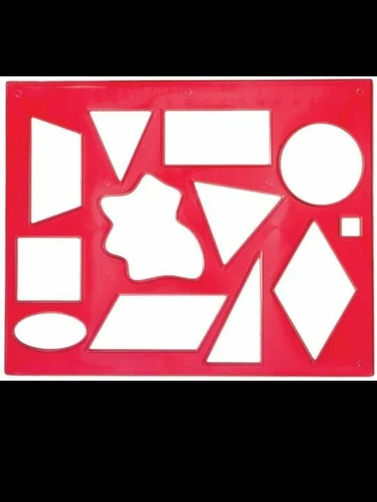 Линейка-трафарет Геометрические фигуры N2 20 см пластик