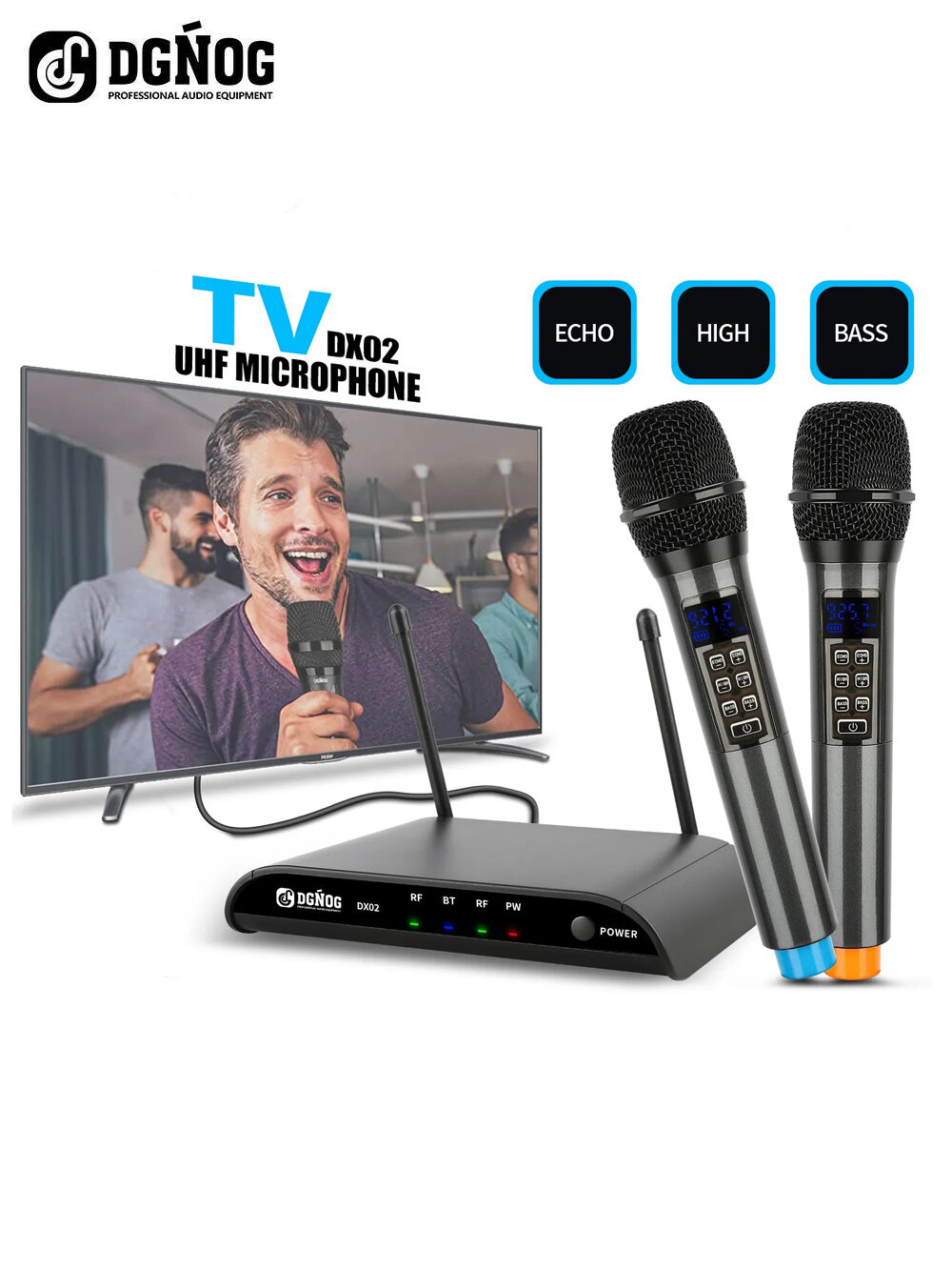 Портативный набор беспроводных микрофонов DGNOG DX02 Bluetooth, 2 радиомикрофона