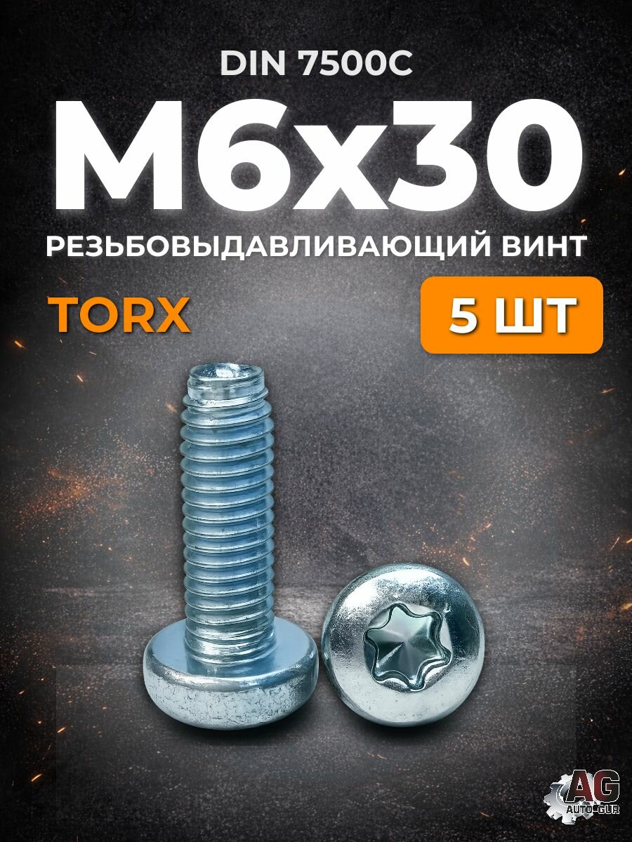 7500CM630GL/5 Винт резьбовыдавливающий DIN 7500C M6x30 Torx оцинкованный 5 шт