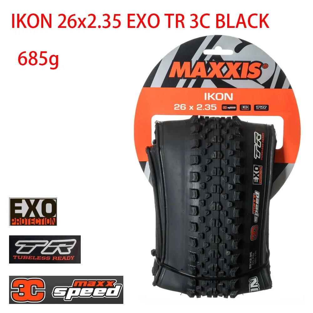 MAXXIS IKON шина для горного велосипеда 26 27,5 29 дюймов Черный, 26x2.35 EXO TR 3C B