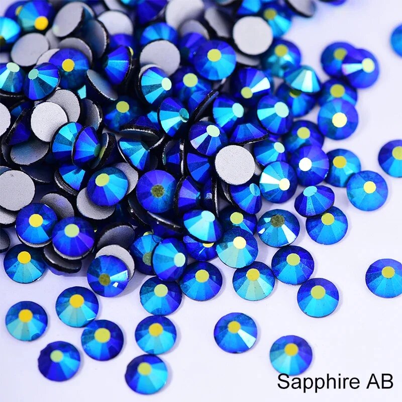 Стеклянные стразы Sapphire AB, синий, SS3-SS30