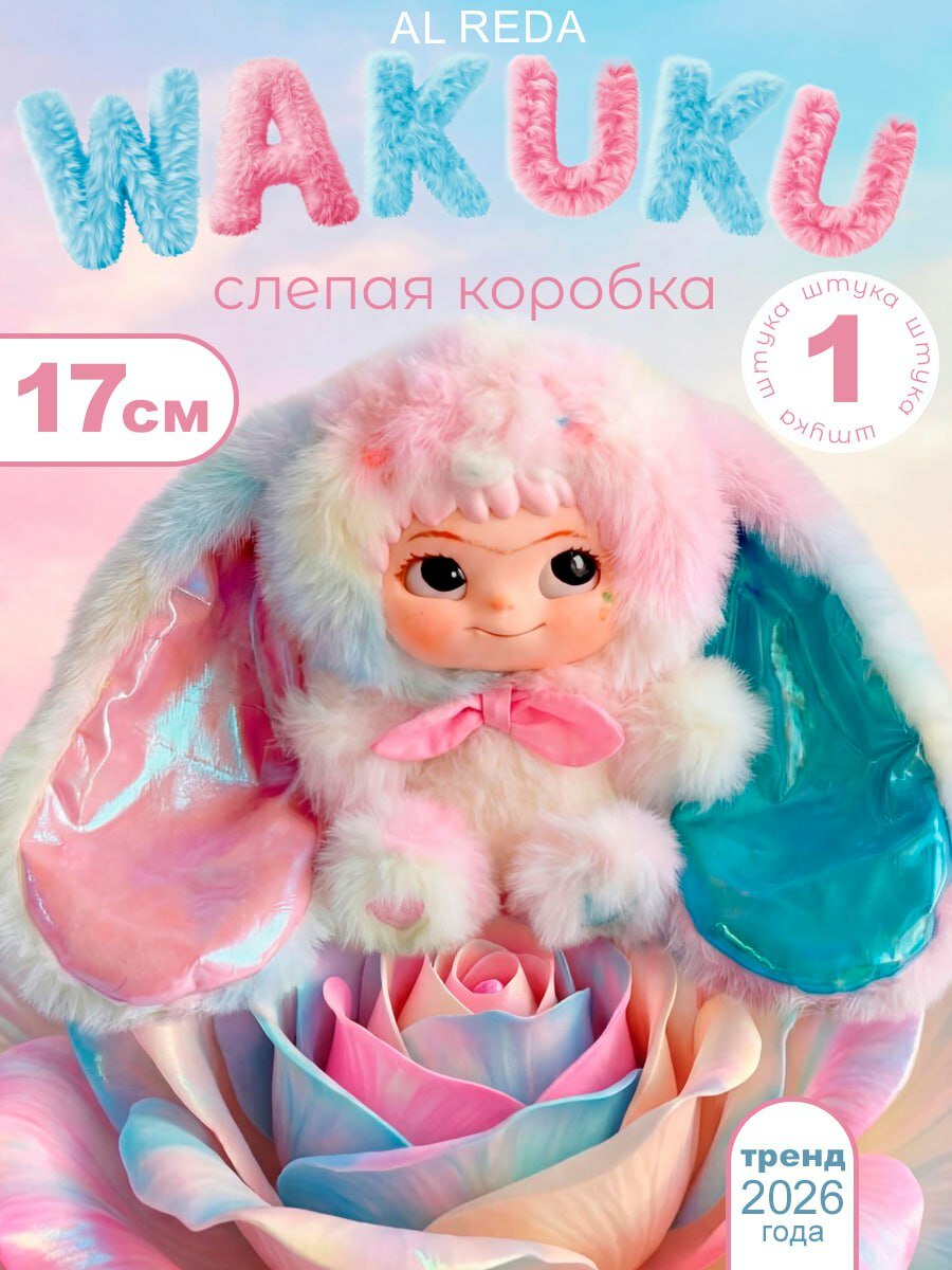 Вакуку коллекционный брелок, коробка сюрприз, серия Wakuku кролик, лисичка. Мягкая игрушка