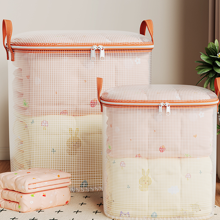 Сумка для хранения одеял из ПВХ-сетки, большая вместимость для одежды и одеял, сумка для упаковки и организации багажа при переезде, водонепроницаемая и влагозащищенная.