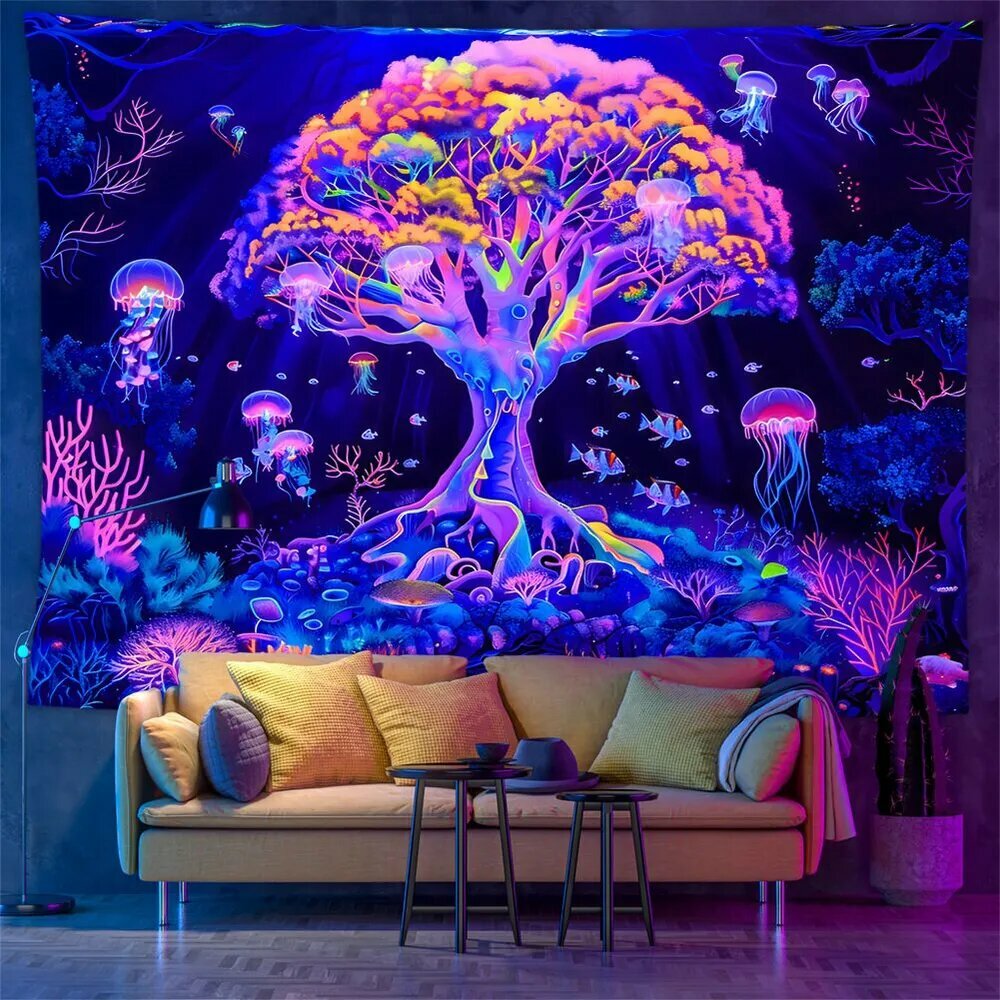 LI DESIGN Гобелен "Древо жизни - Коралловая медуза", 200х150 см, 200x150 x1 шт