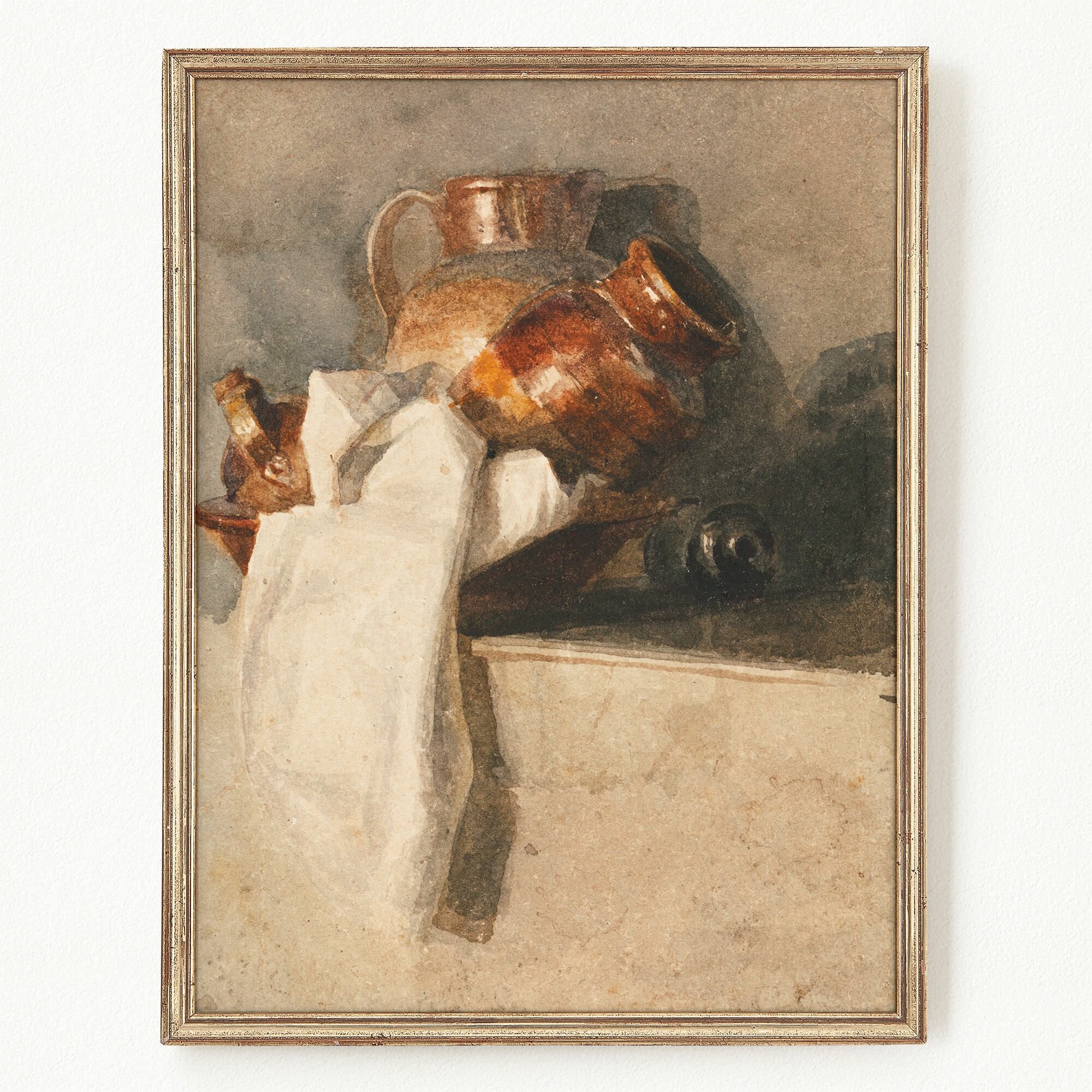 Постер "Натюрморт с кувшинами на полке - Анри Фантен-Латур", 30х40 см (без рамки)