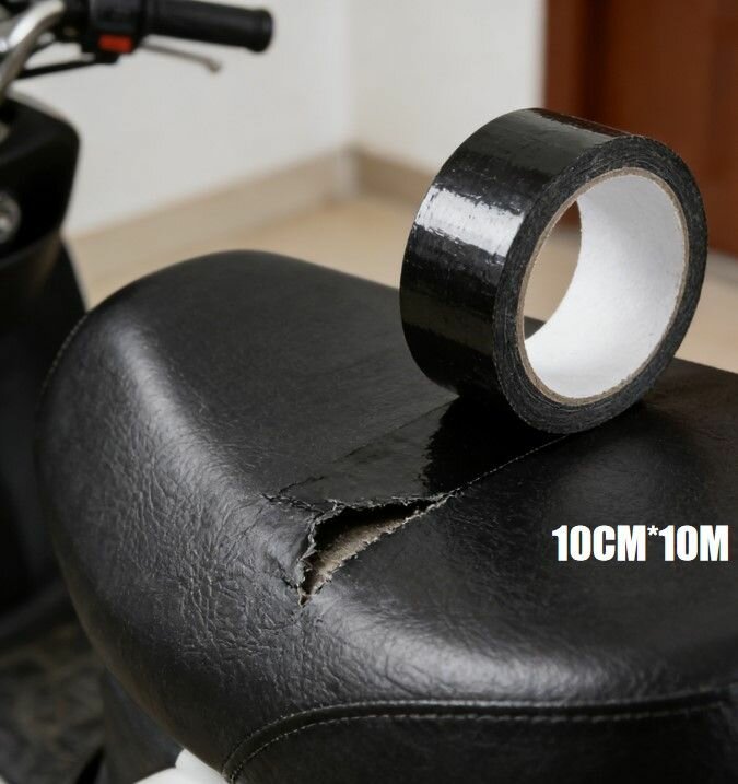 Самоклеящаяся заплатка для ремонта кожи 10м*10см для ремонта кожи мебели, дивана, автокресла, мотоцикл (черная)