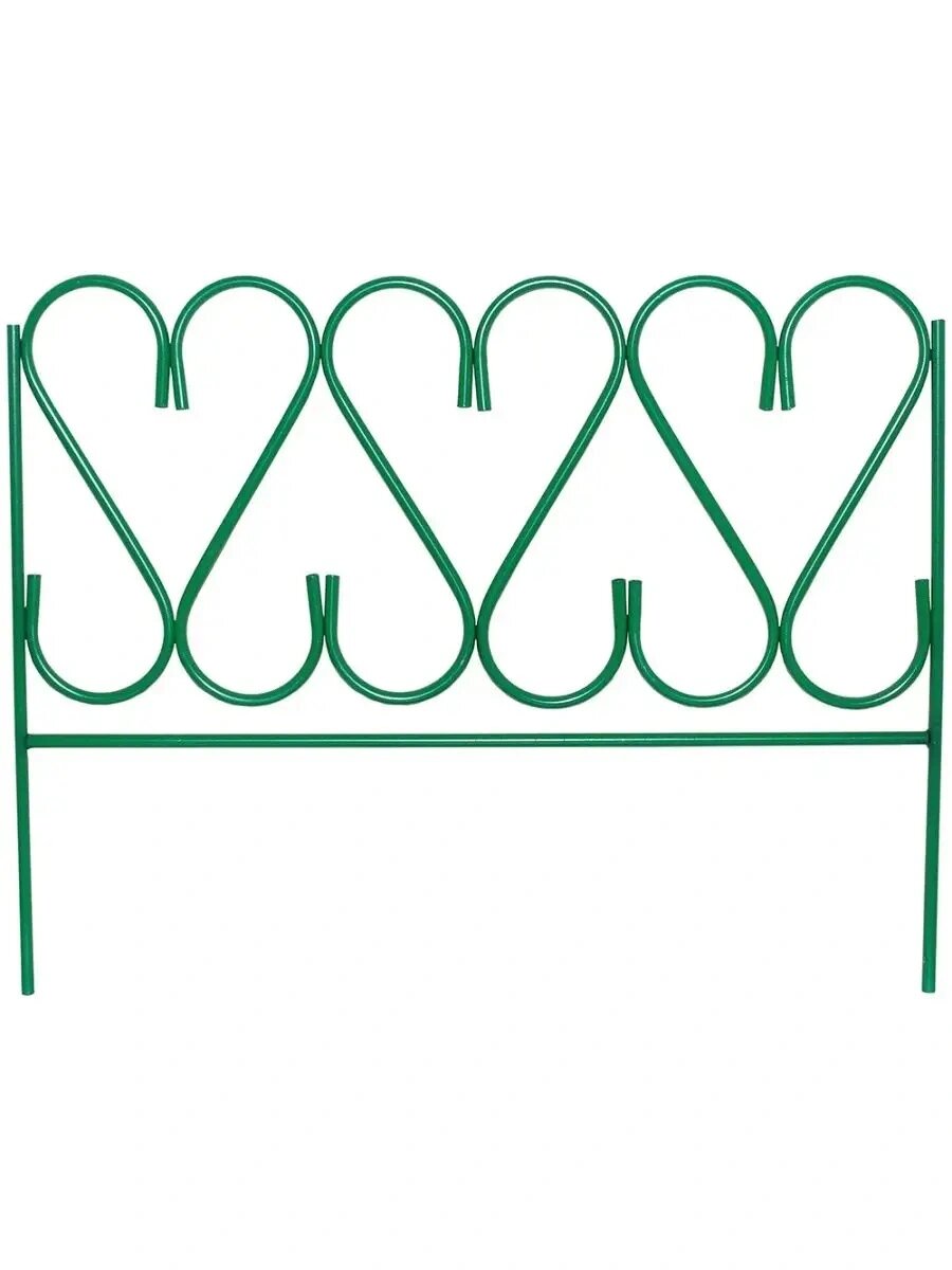 Заборчик садовый декоративный «Изящный», металл, 5 секций, зеленый цвет, для оформления клумб и грядок