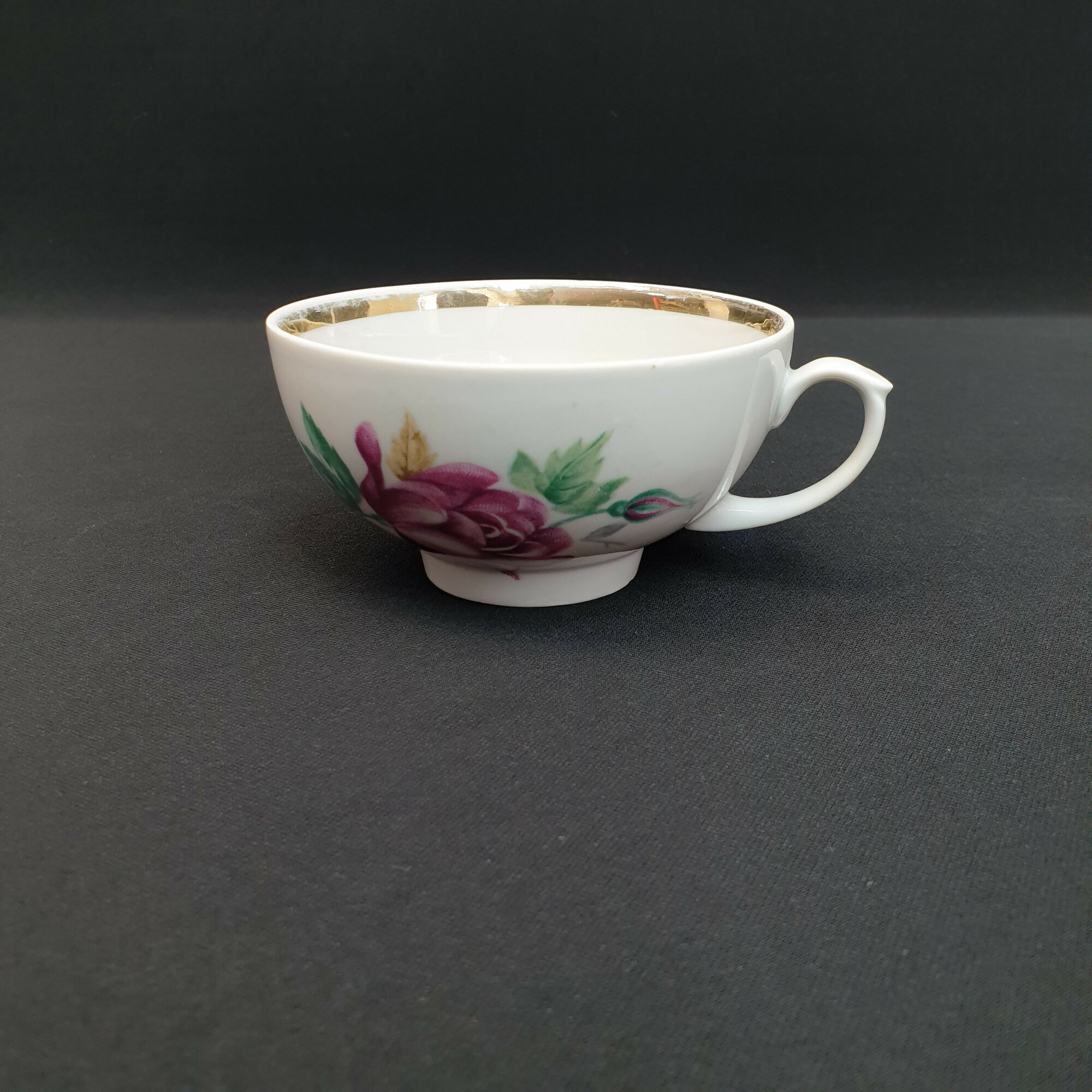 Винтажная чашка Дулево, фарфор деколь золочение 220 мл, СССР