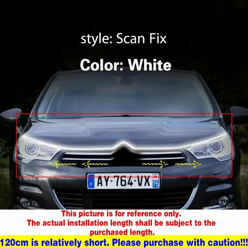 Светодиодные DRL для Citroen, White, 120cm Shorter