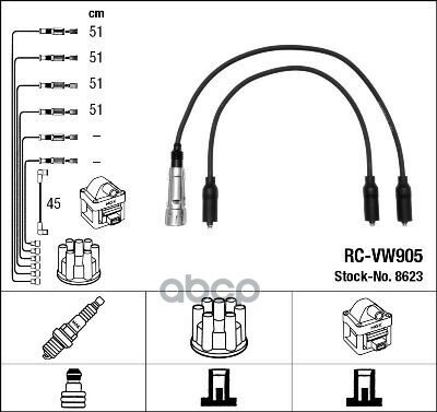 Комплект в/в проводов RC-VW905 NGK арт. 8623