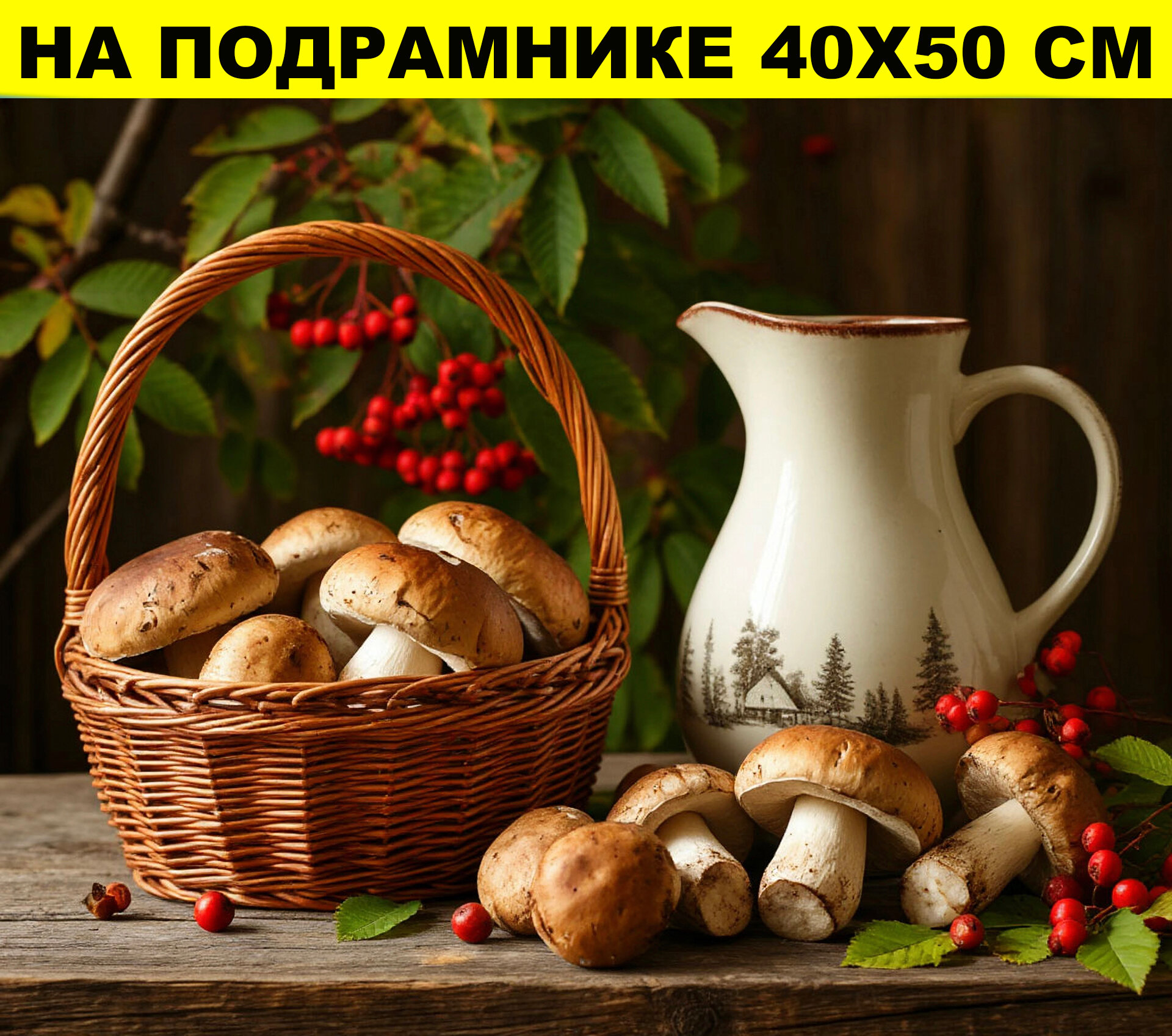 Постер на стену 40х50 на подрамнике натюрморт грибы постеры большие, картина интерьерная на стену