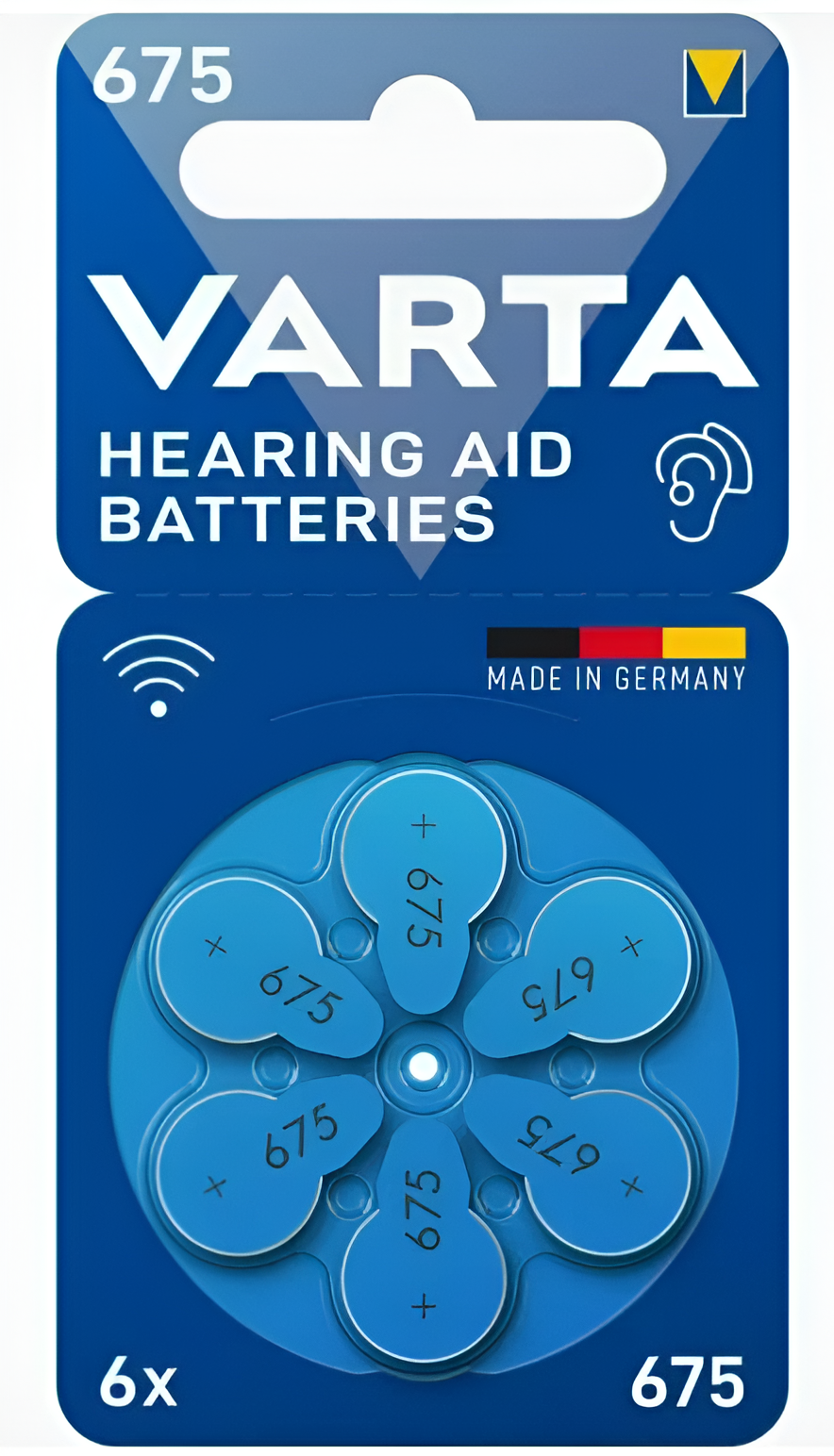 Батарейка для слухового аппарата VARTA Hearing Aid Batteries 675, (6) шт. в блистере