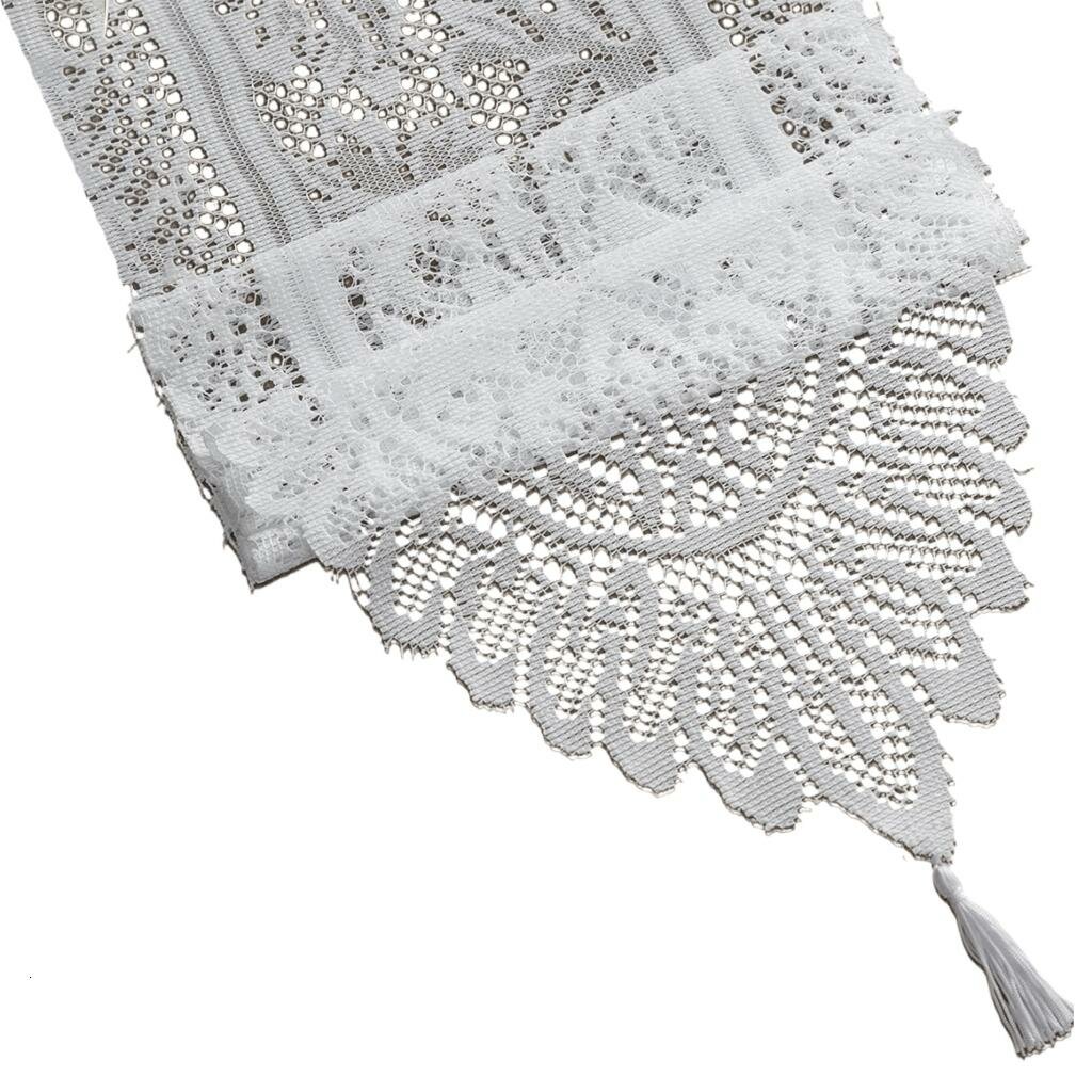 Кружевная скатерть с кисточками, Белый - 33x91 см
