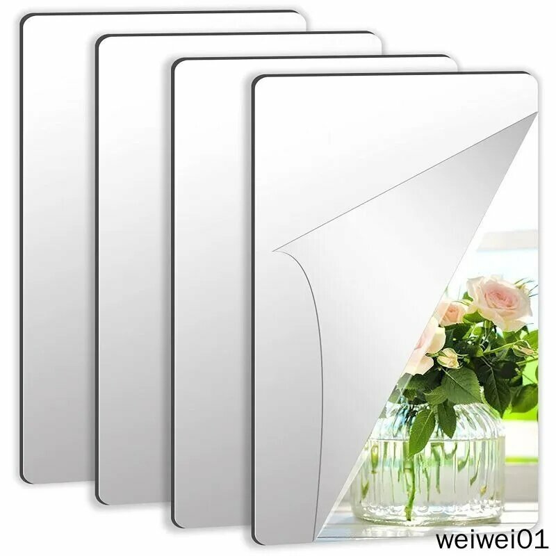 4 акриловых зеркальных листа, гибкое стекло с 16 самоклеящихся наклеек