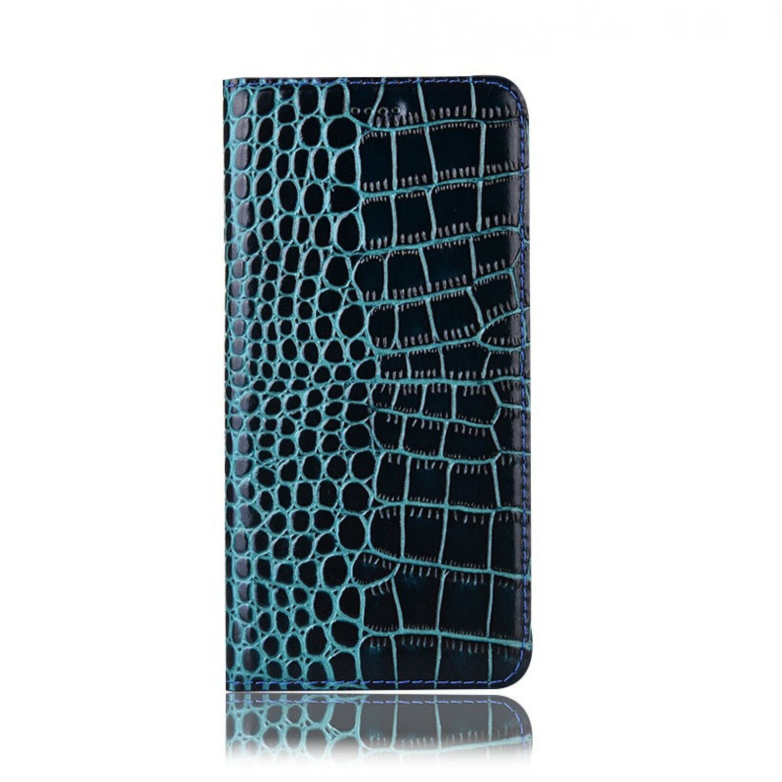 Чехол-книжка MyPads Premium для Huawei Honor V20 с натуральной кожей теленка с рельефом крокодила синего цвета