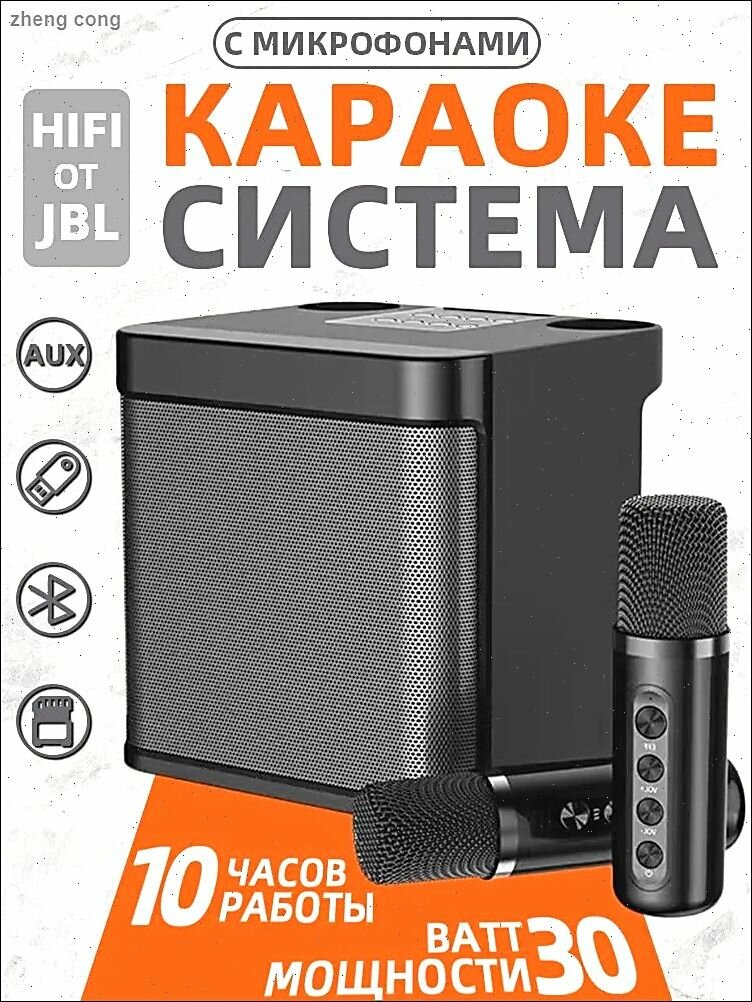 Караоке система с двумя беспроводными микрофонами / караоке система для дома с Bluetooth и USB разъемом / звуковой-
