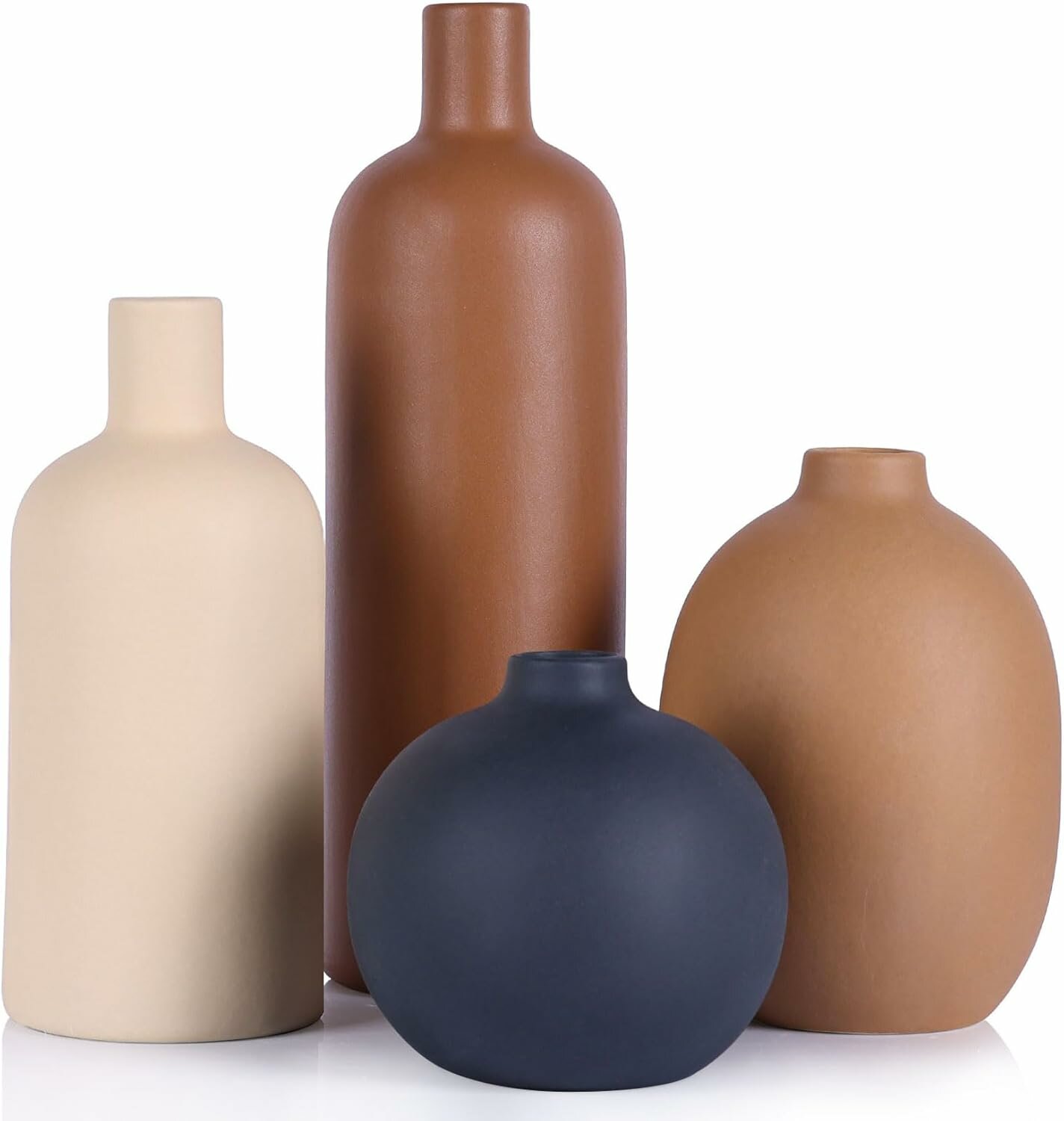 Набор из 4 керамических ваз, современные вазы для декора дома, нейтральные декоративные вазы для букетов из пампасной травы, сухих и свежих цветов, маленькие вазы для гостиной, кухни, спальни, ванной комнаты, прихожей, декоративного оформления.