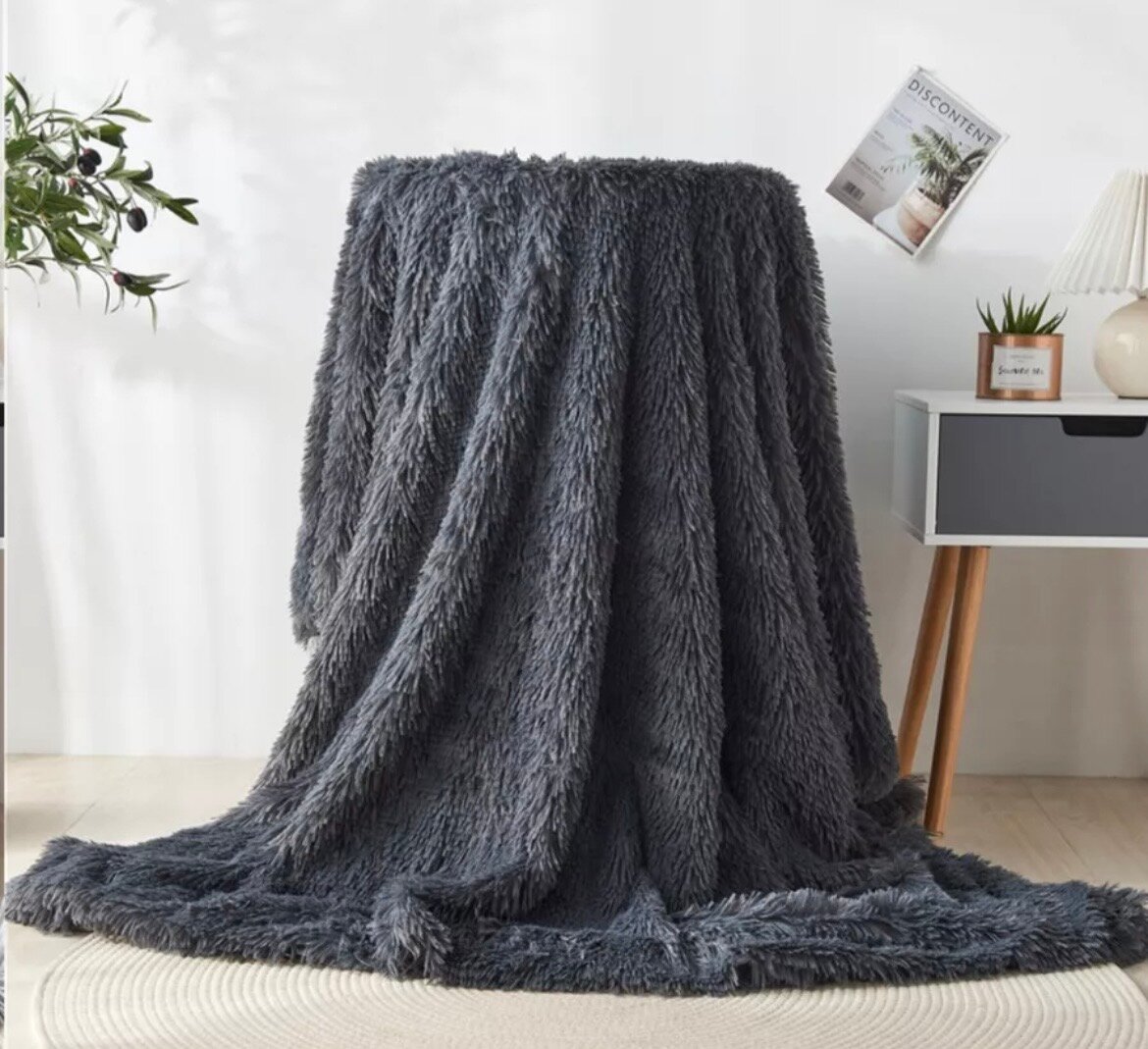 Плед-Покрывало Lusnug "Травка", Евростандарт, Искусственный Мех, 220х240см