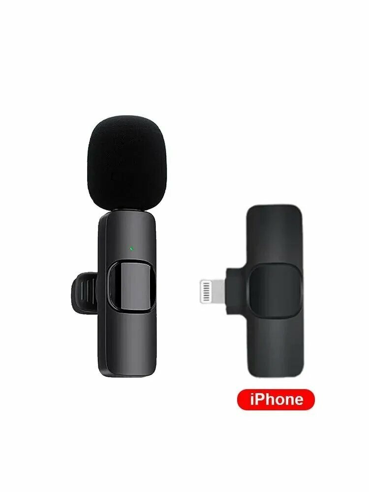 Микрофон 1 микрофон + 1 приемник, K9 микрофона петличных беспроводных с шумоподавлением для iphone устройства, черный