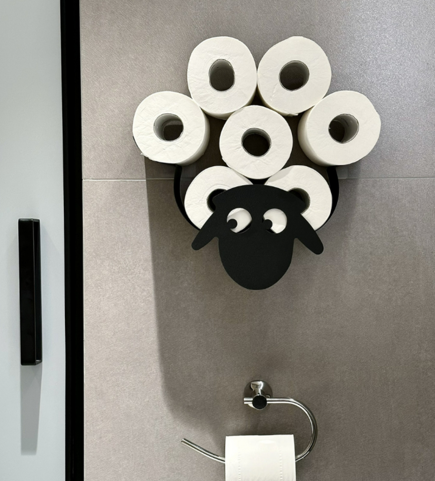 Бумагодержатель настенный MyPads из нержавеющей стали с дизайном овечки, черный