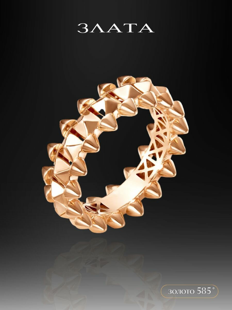 Кольцо широкое, красное золото, 585 проба