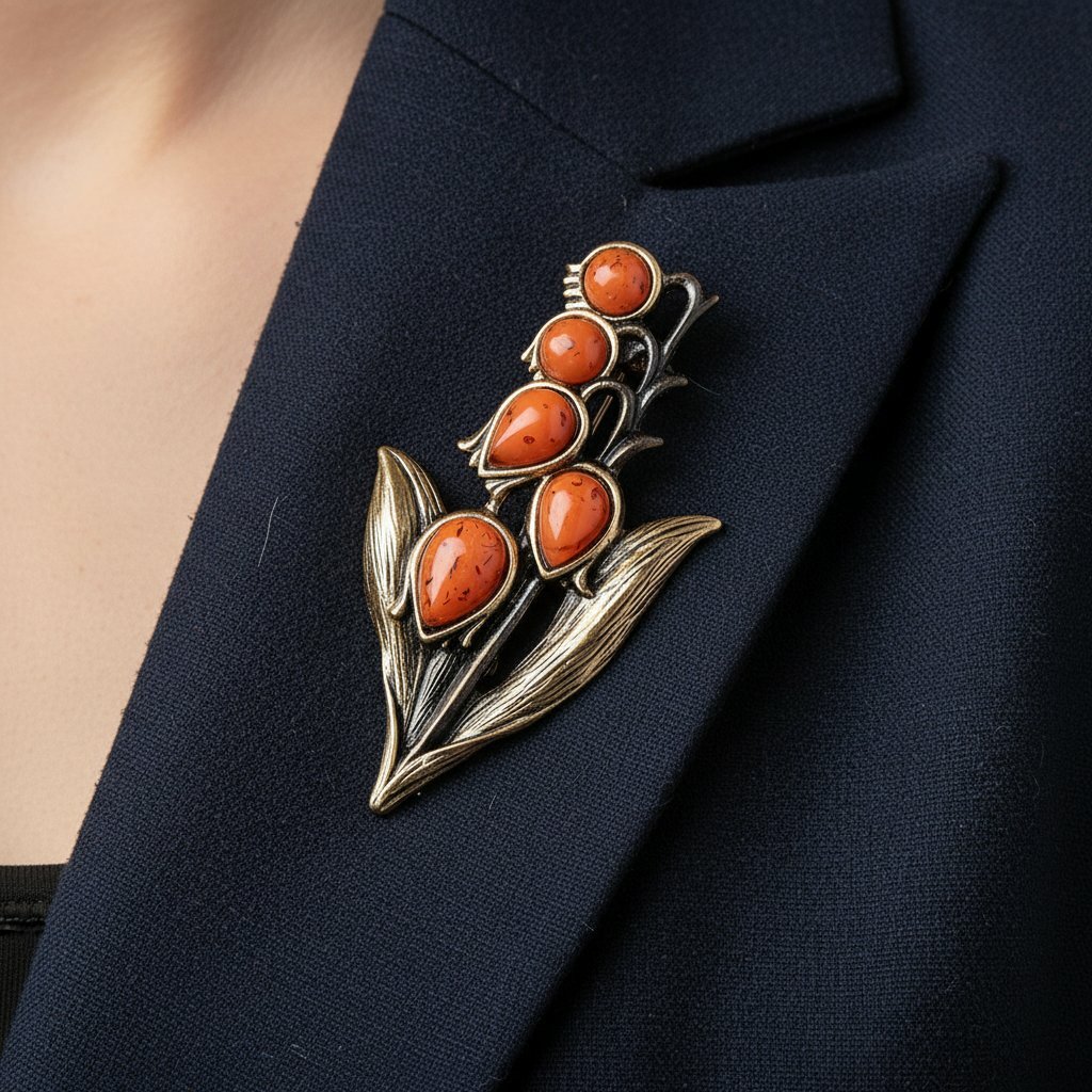 Брошь, янтарь