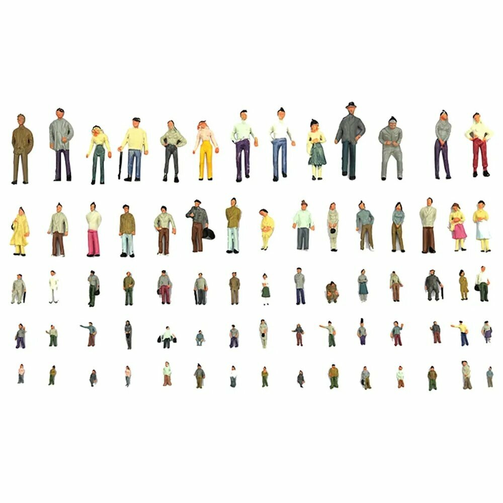 Миниатюрные фигурки людей для макета окрашенные 10 19 мм набор, 100Pcs