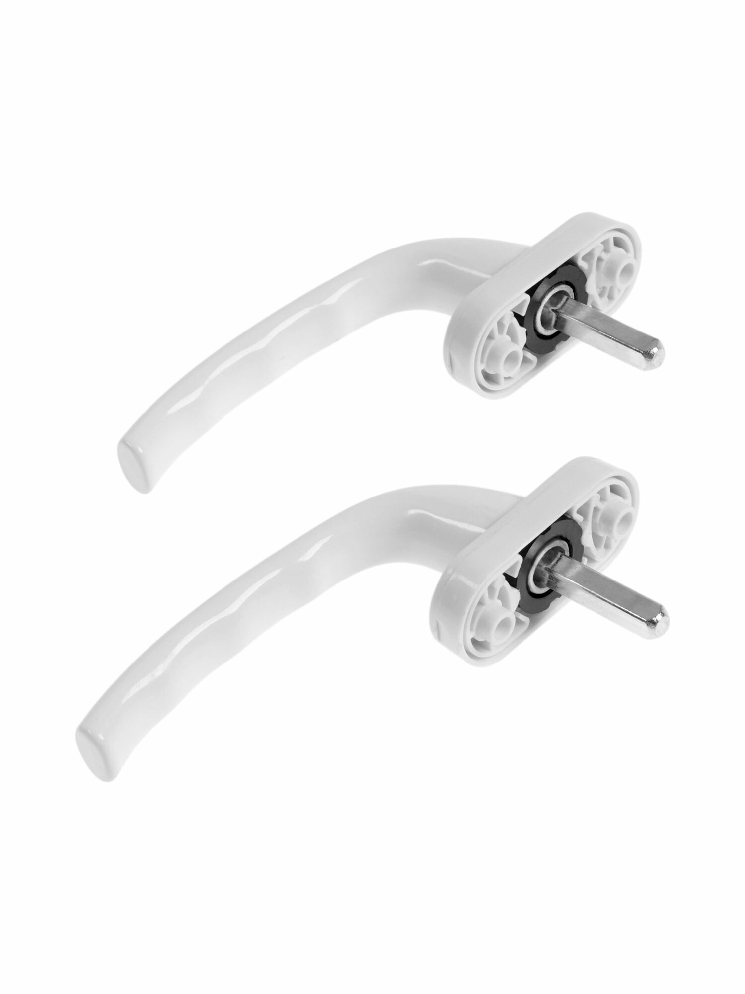 Ручка для окон ПВХ алюминий и пластик, 32 мм, белая, набор 2 шт.