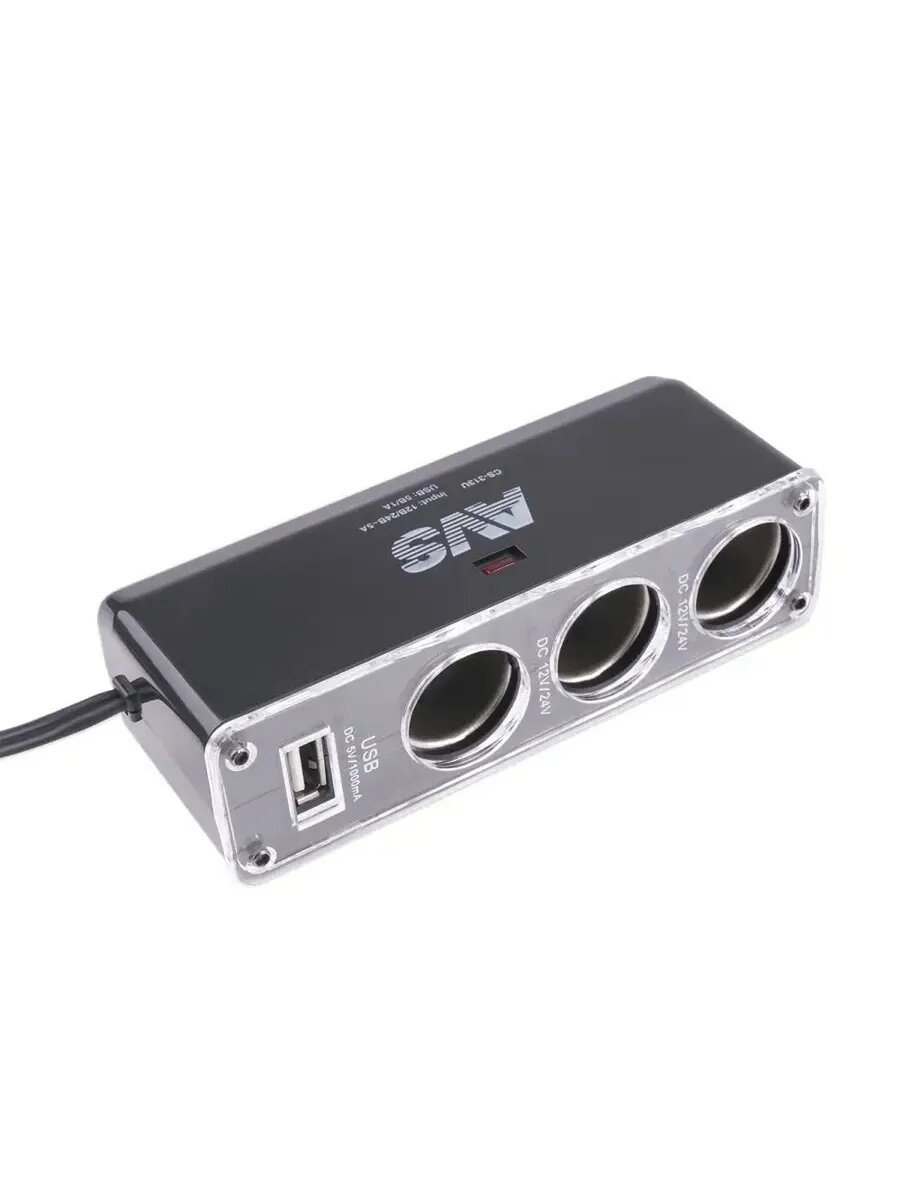 Разветвитель прикуривателя с USB и тремя выходами