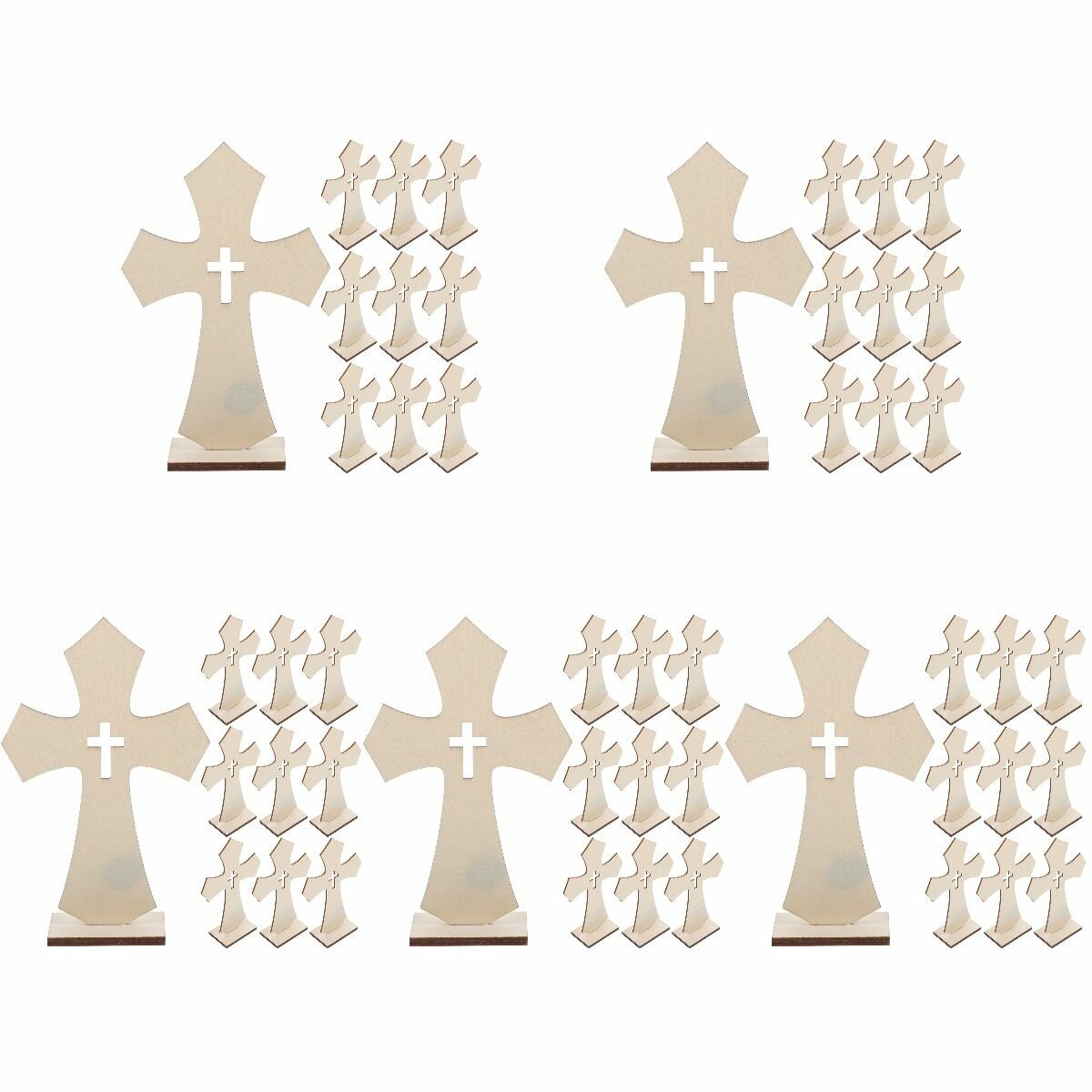Деревянный крест-орнамент бежевого цвета для настольного декора, набор 50 шт