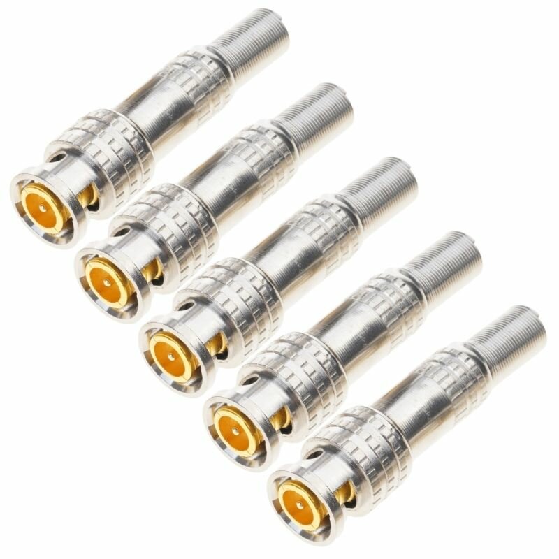 (5 шт.) BNC-разъем для коаксиального кабеля RG-6 (обжимной, медная жила)